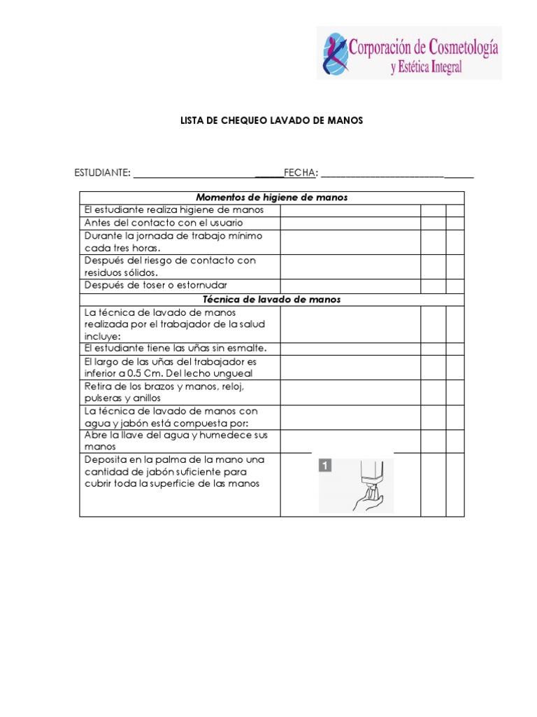 Lista de Chequeo Lavado de Manos | PDF