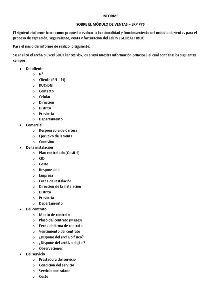 INFORME VENTAS | PDF