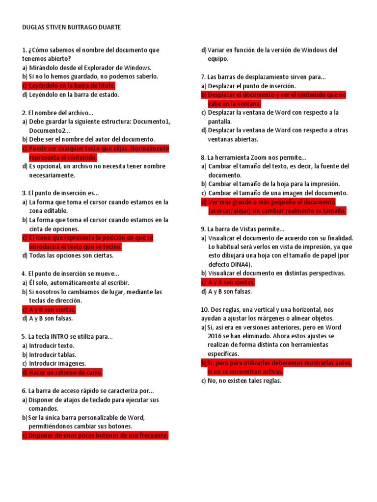 Preguntas sobre el uso básico de Microsoft Word | PDF | Ventana (informática) | Archivo de ...