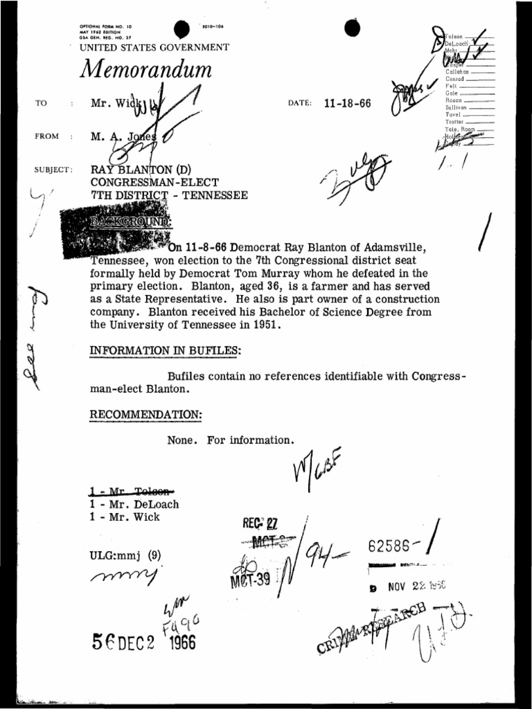 Ray Blanton FBI FOIA No. 1483477-000 Document 1 | PDF