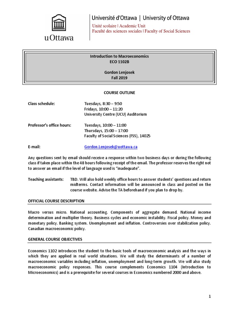 Macroeconomics ECO1102 Syllabus | PDF | Macroeconomics | Academic Dishonesty