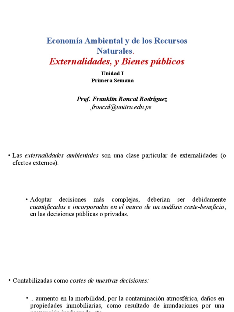Externalidades y Bienes Publicos. Semana 1 | PDF | Exterioridad | Agua