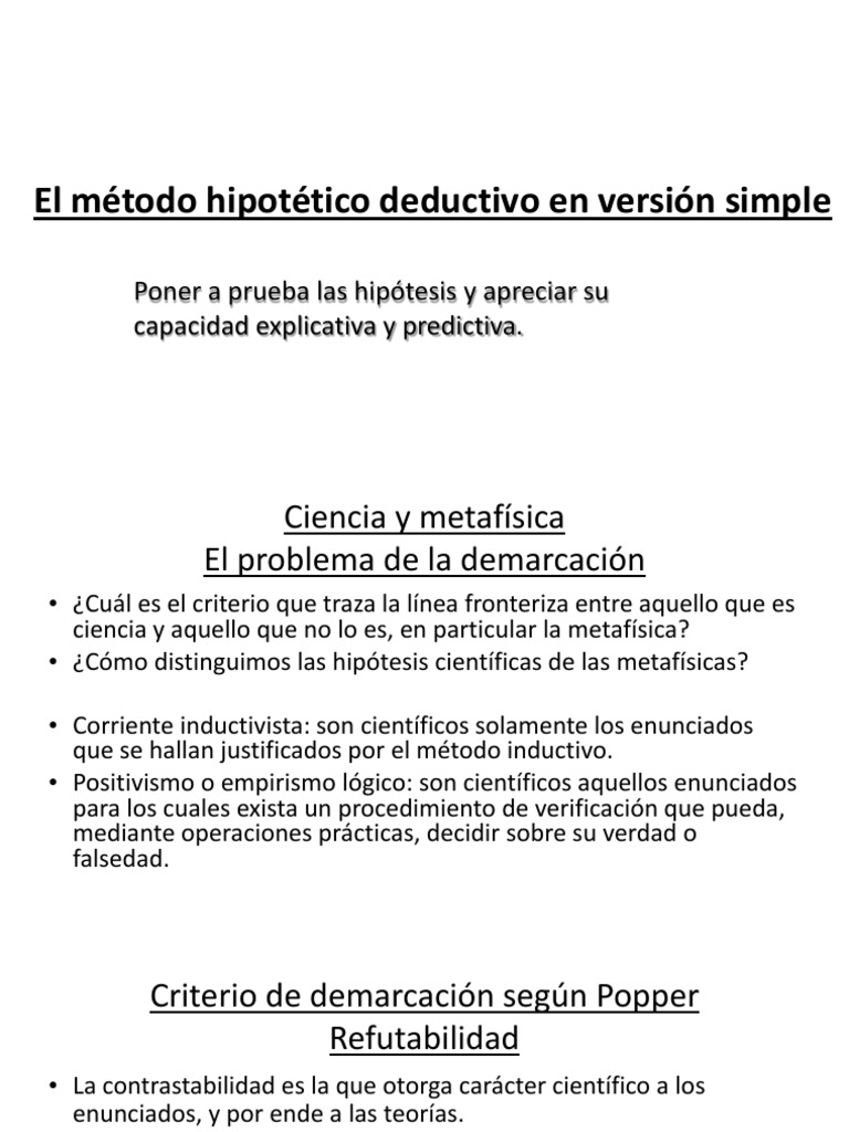 Epistemología Clase 4 El Método Hipotético Deductivo en Versión Simple ... Epistemología Clase 4 El Método Hipotético Deductivo en Versión Simple ...