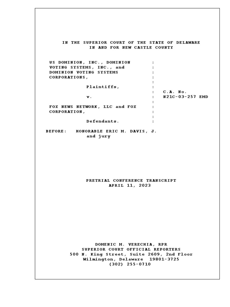 Transcript From The Pre-Trial Conference | PDF | Witness | Summary Judgment