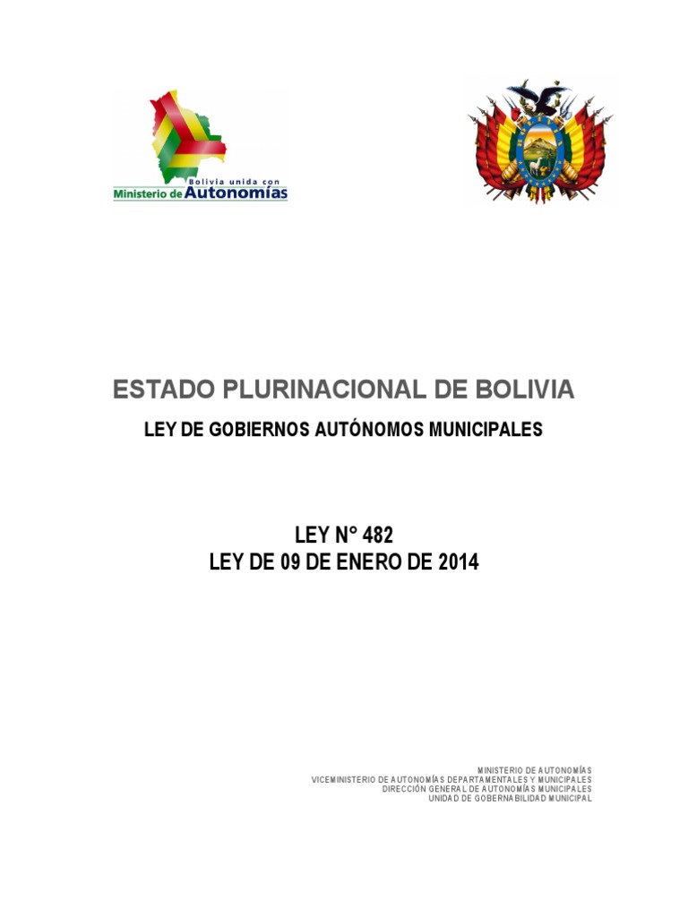 Ley 482 de Gobiernos Autonomos Municipales | PDF | Alcalde | Presupuesto