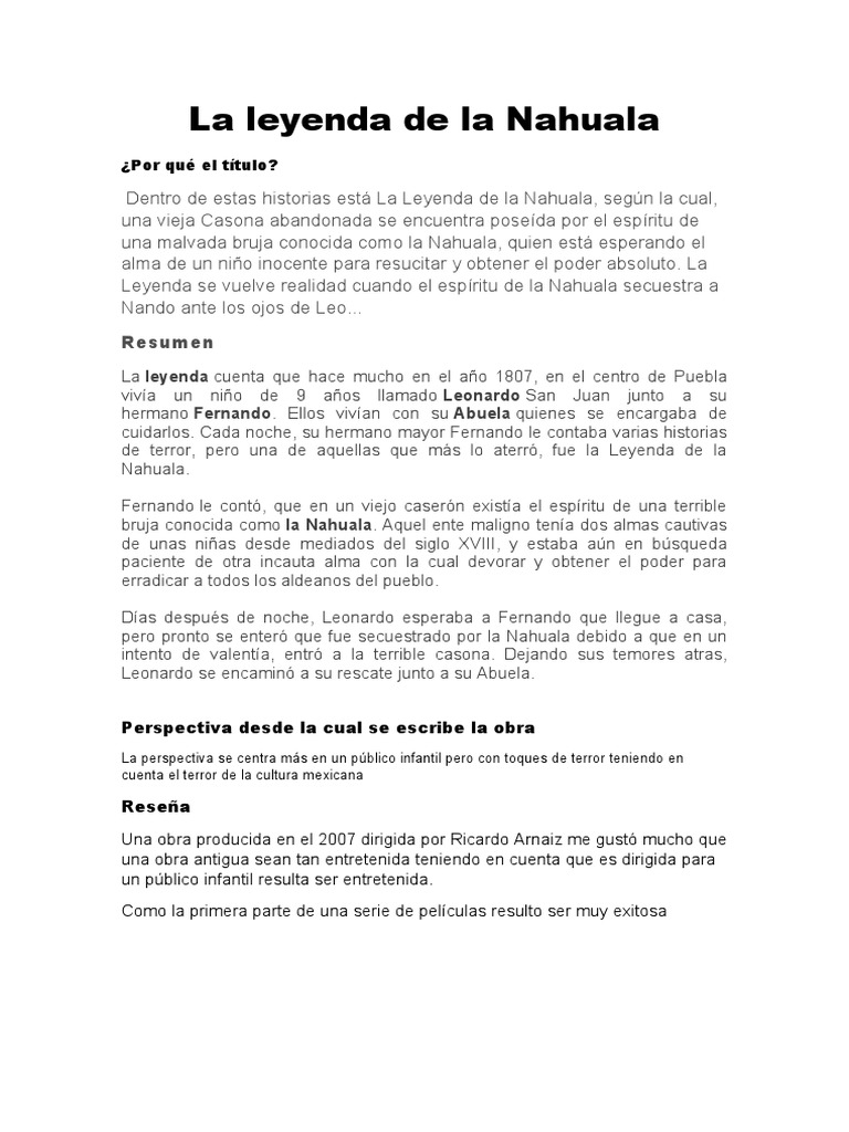 La Leyenda de La Nahuala | PDF