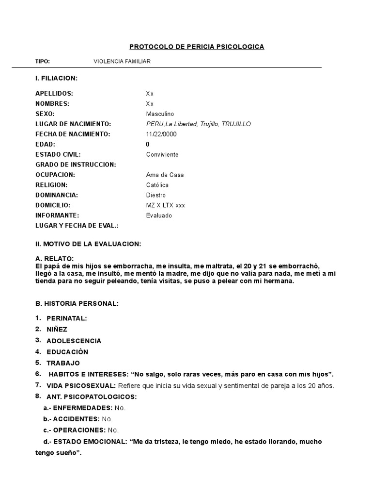 Formato de Pericia Psicologica | PDF | Sicología | Conceptos psicologicos