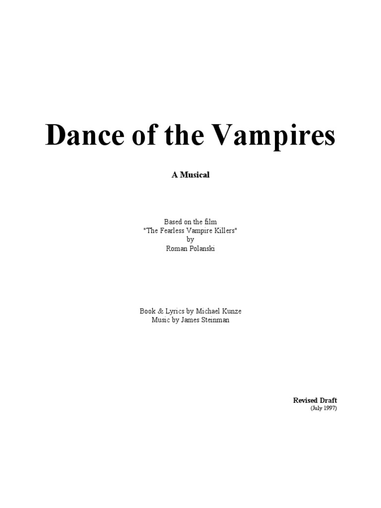 Dance of the Vampires: A Musical Overview | PDF