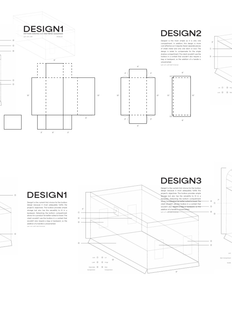 Three-Compartment Toolbox: Dimensioned Orthographic Drawings and Design ...