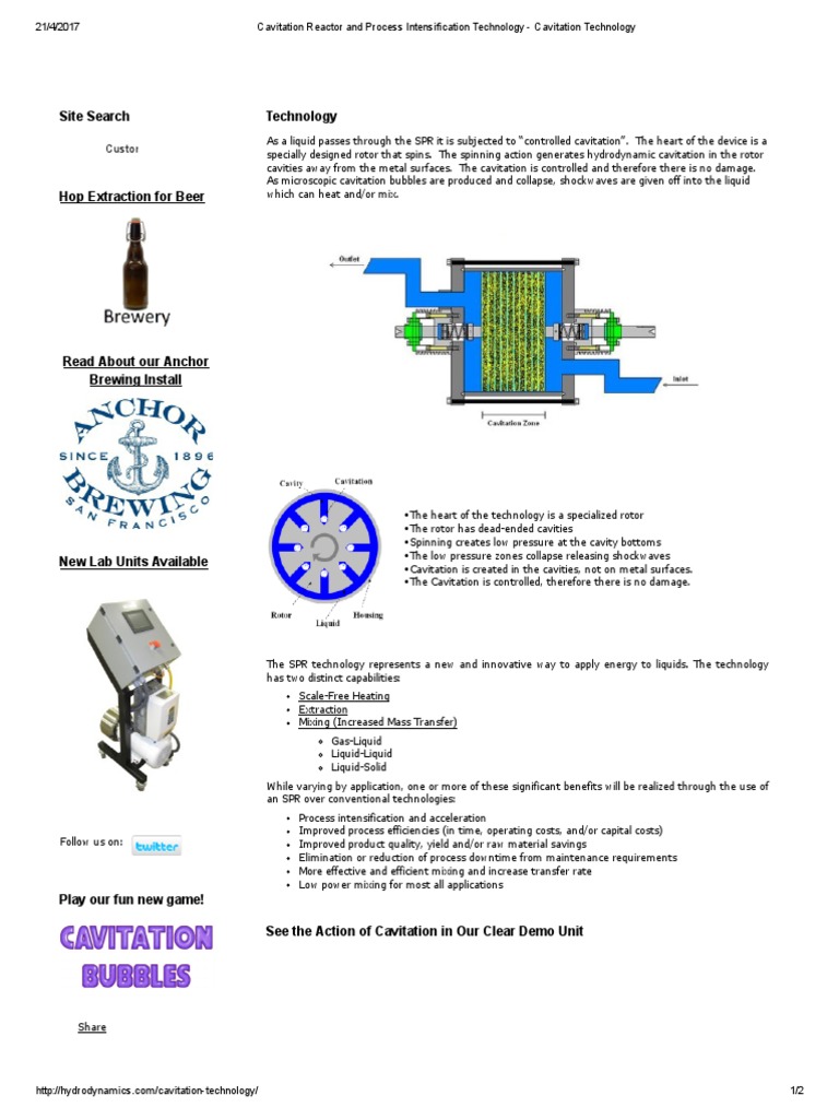 Cavitation Reactor and Process Intensification Technology - Cavitation ...
