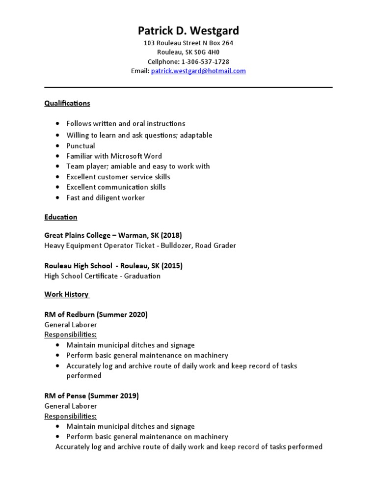 Resume Patrick Westgard | PDF