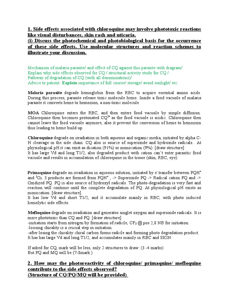 Photostability Question Bank | PDF | Chemical Reactions | Photochemistry