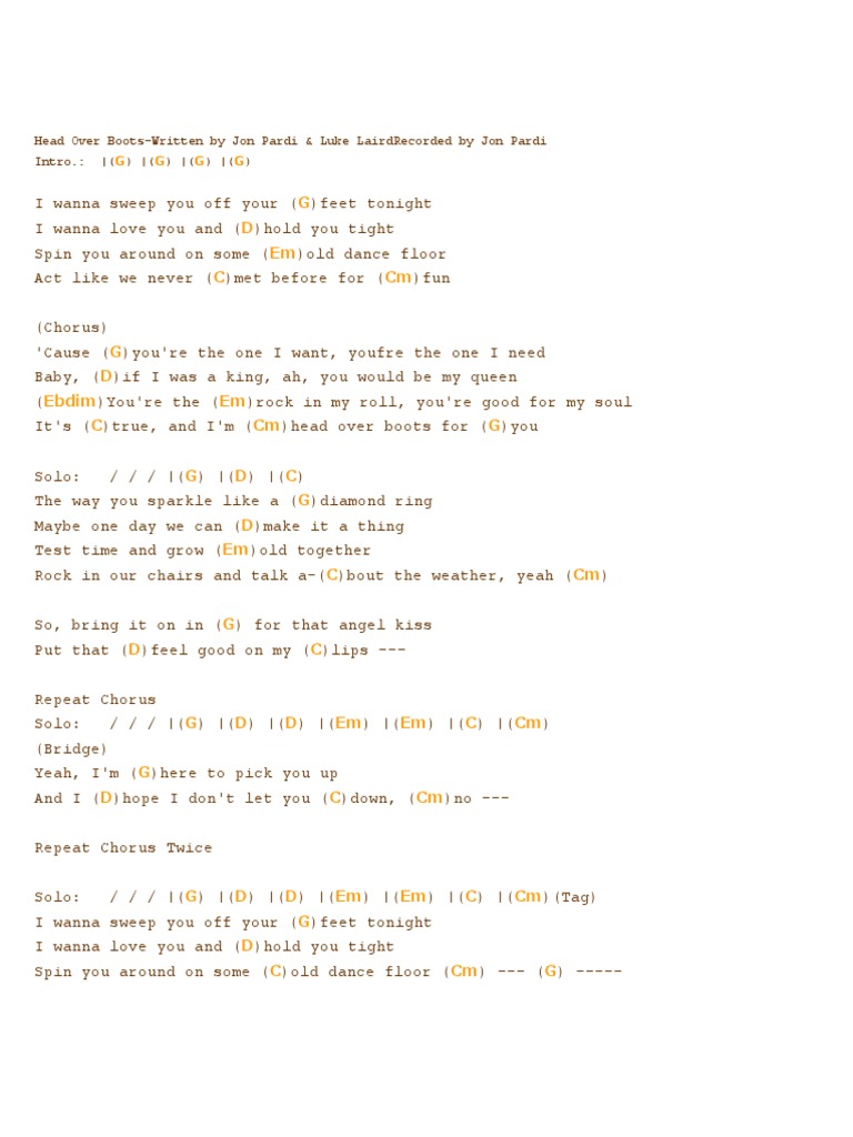 Head Over Boots | PDF | Songs | Recorded Music