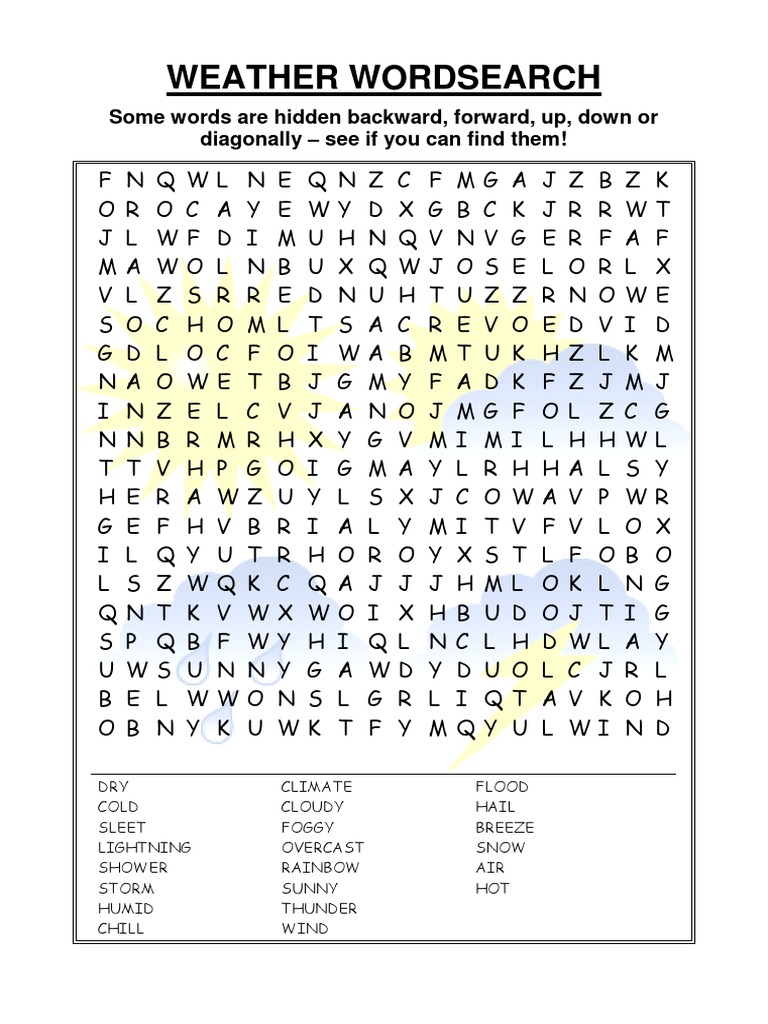 W1 HW5 5 Weather Word Search2 | PDF
