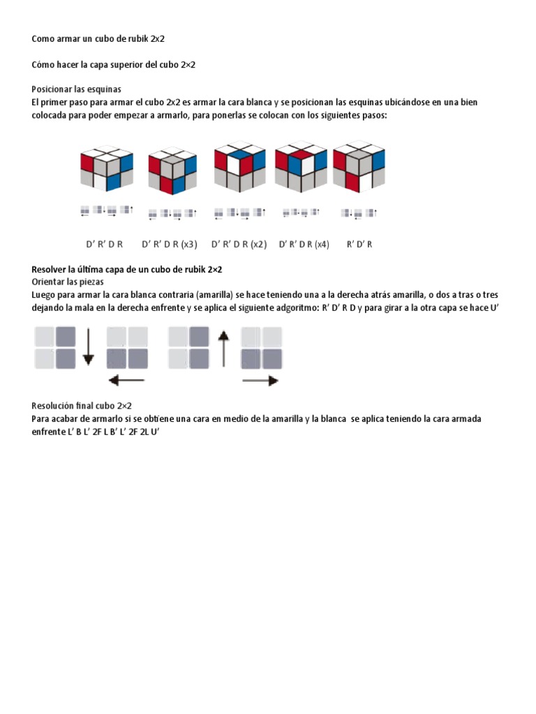 Cómo resolver un cubo de Rubik 2x2 paso a paso | PDF