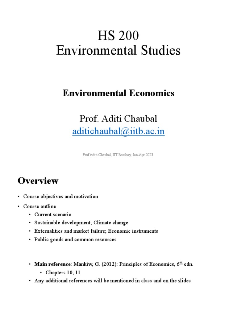 Environmental Economics Course Overview | PDF | Externality | Economic ...
