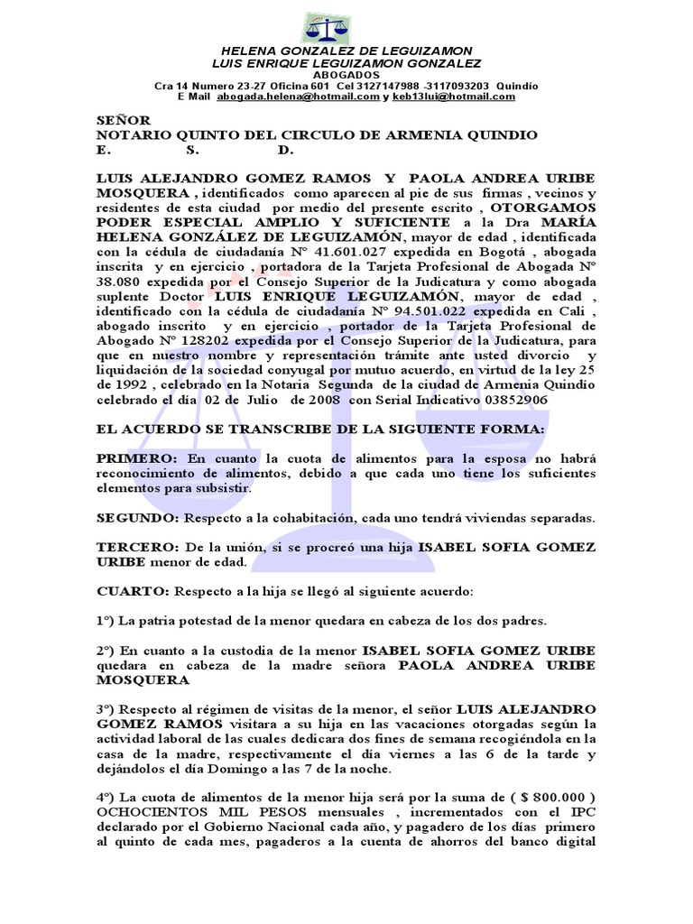 Formato de Divorcio Por Mutuo Acuerdo | Descargar gratis PDF | Instituciones sociales | Justicia