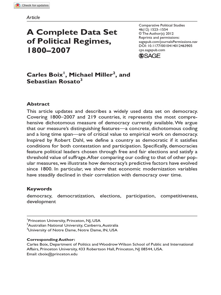 A Complete Data Set of Political Regimes, 1800-2007: Carles Boix ...
