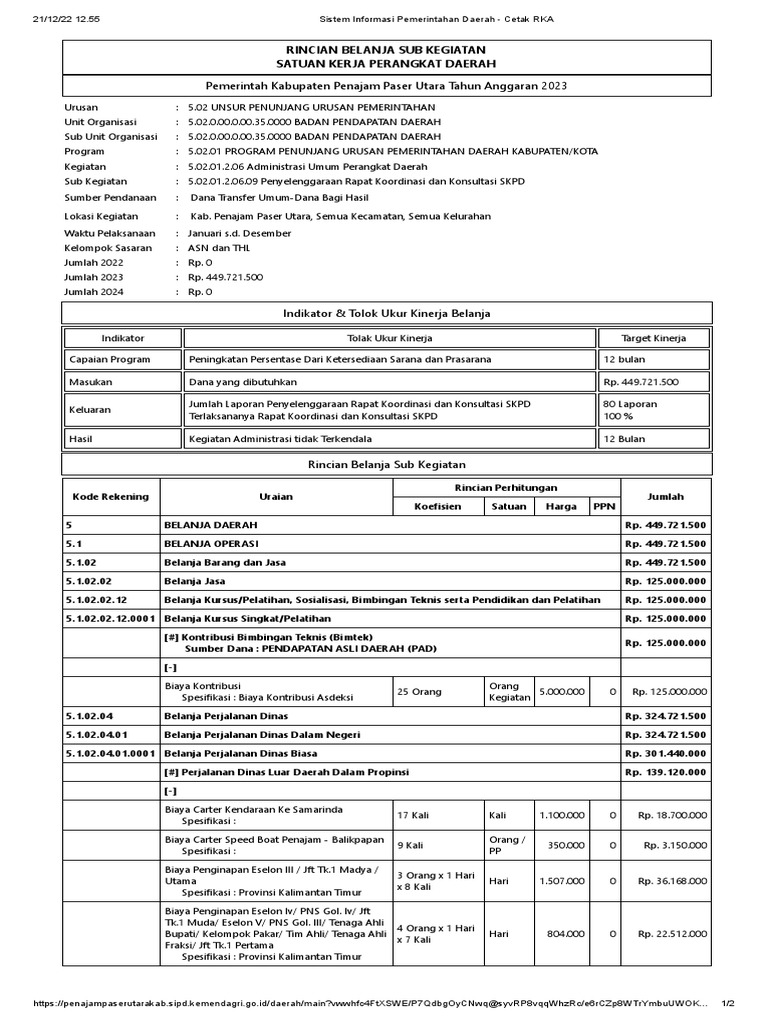 Laporan Rapat Koordinasi SKPD 2023 | PDF