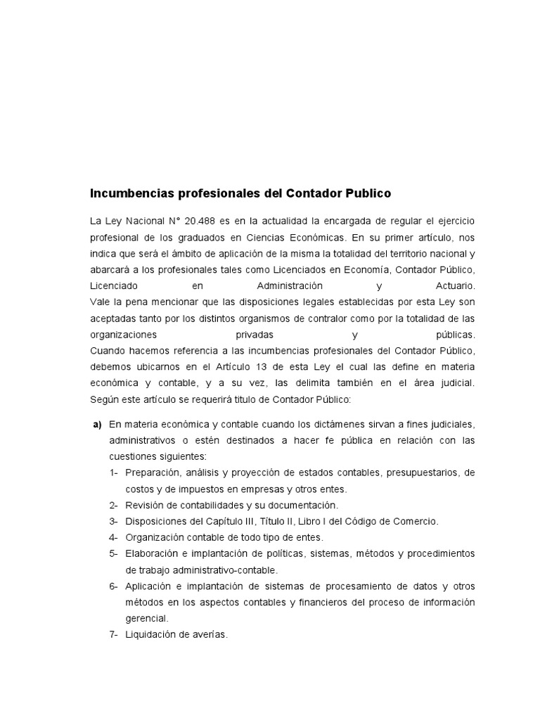 Incumbencias Profesionales Del Contador Publico | PDF | Contabilidad ...