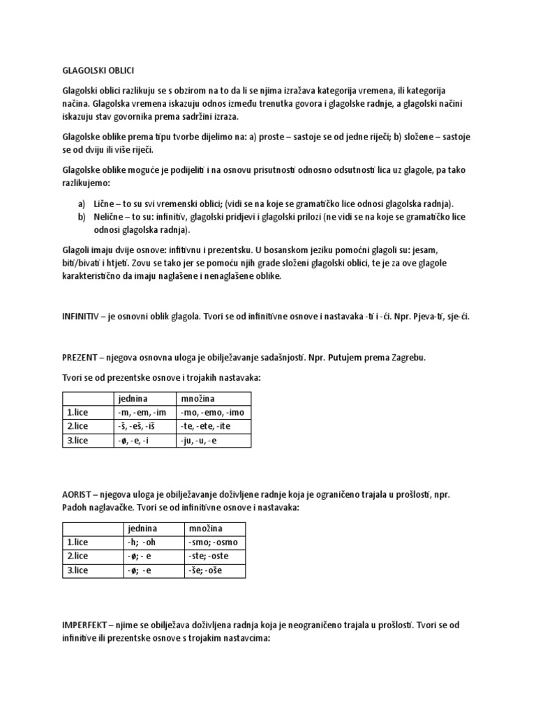 Glagolski Oblici1 | PDF