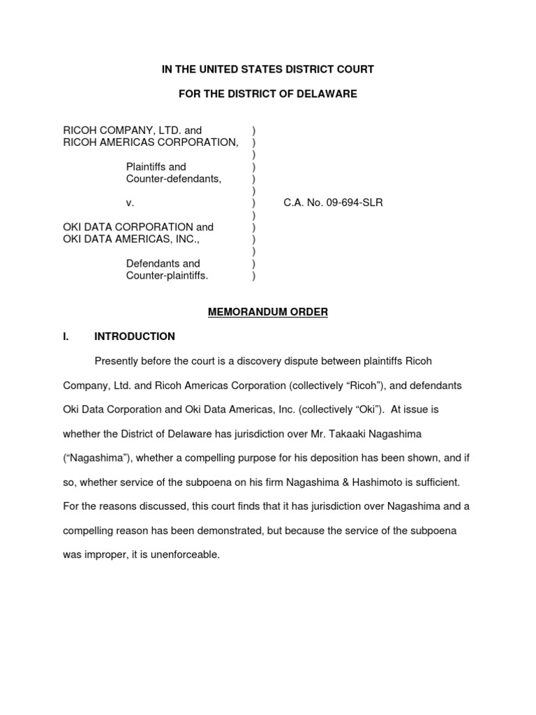 In The United States District Court For The District of Delaware | PDF ...