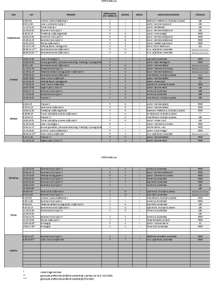 TJK Raspored Ljetni Semestar 2022 23 16 | PDF