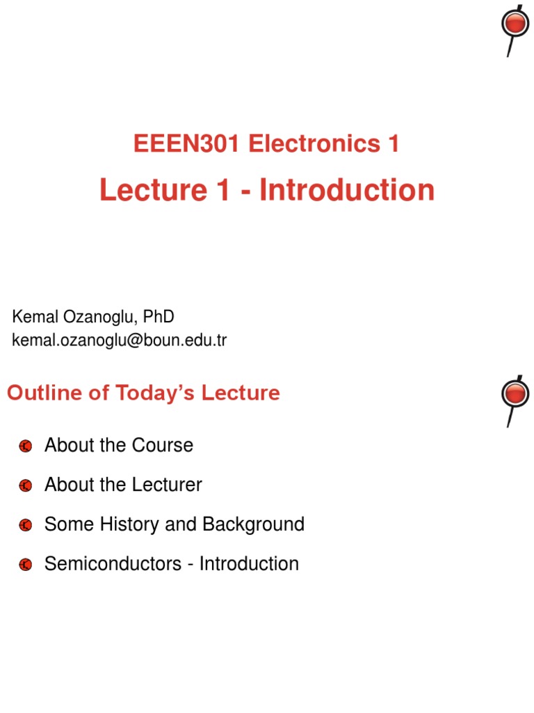 EEEN301 Electronics 1: Lecture 1 - Introduction | PDF | Doping (Semiconductor) | Transistor