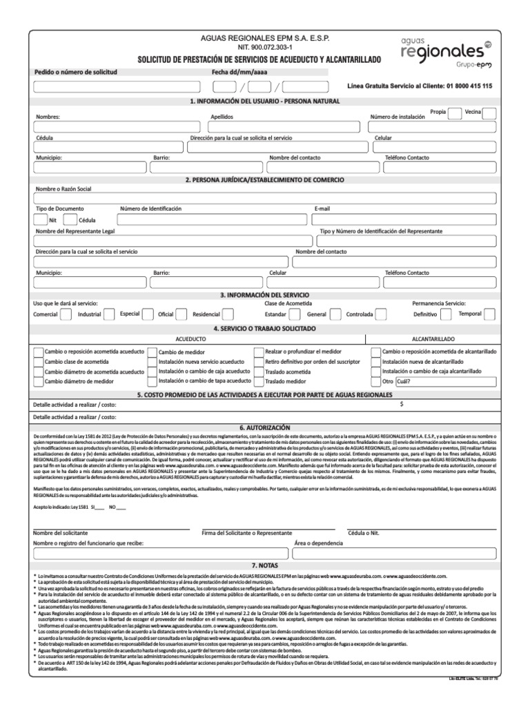 Solicitud Servicio Acueducto EPM | PDF | Marketing