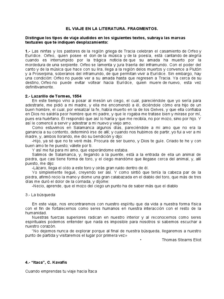 Fragmentos Literarios Viajes | PDF
