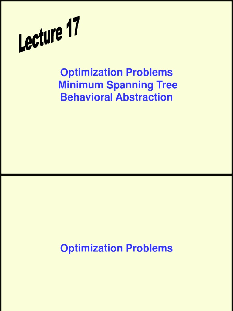 Optimization Problems Minimum Spanning Tree Behavioral Abstraction | PDF | Queue (Abstract Data ...