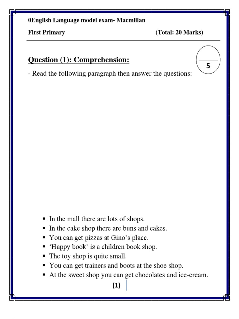 English Language Model Exam | PDF