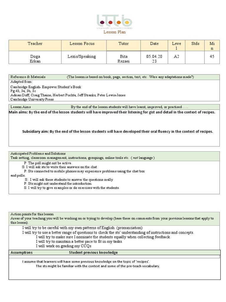 Celta TP2 | PDF | Vocabulary | Learning