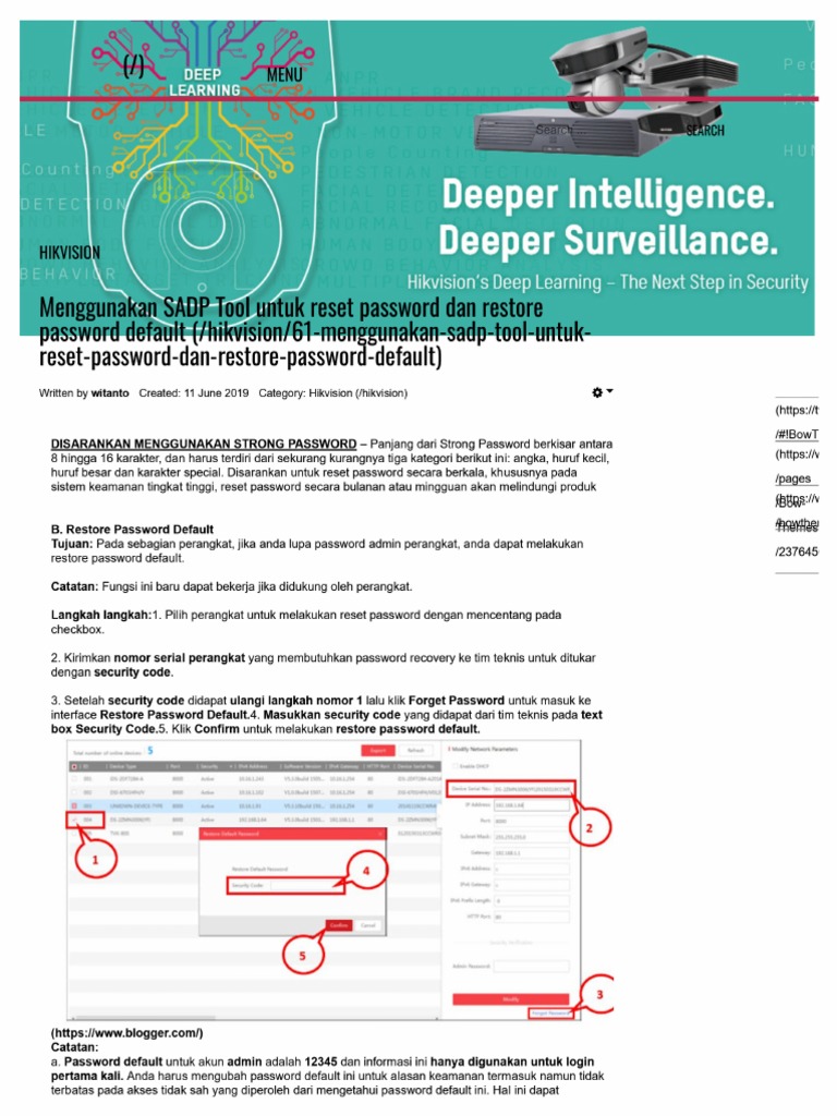 Menggunakan SADP Tool Untuk Reset Password Dan Restore Password Default ...