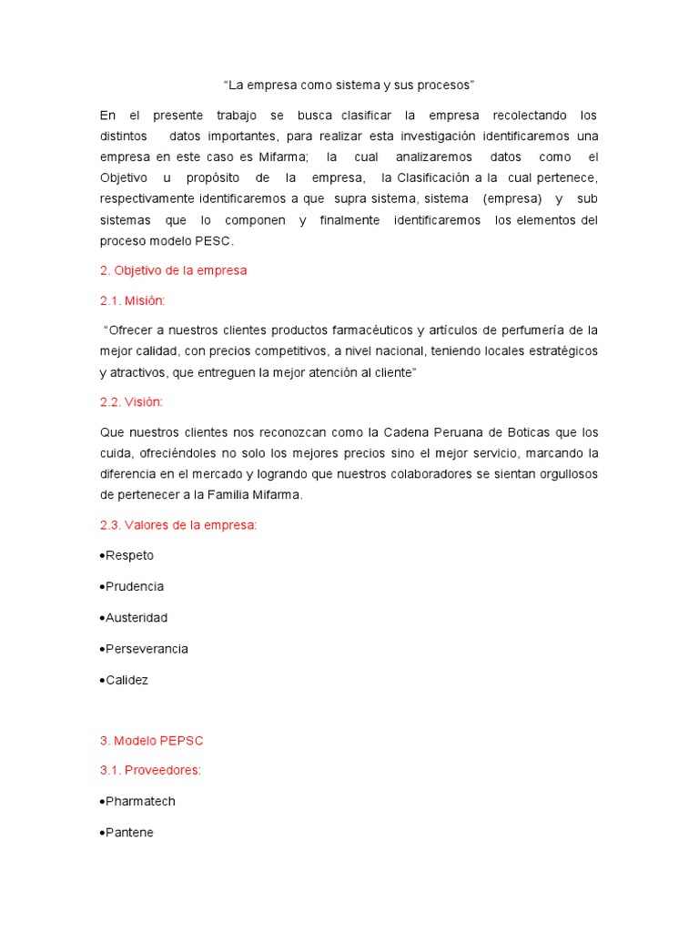 La Empresa Como Sistema Y Sus Procesos Pdf Mercado Economía