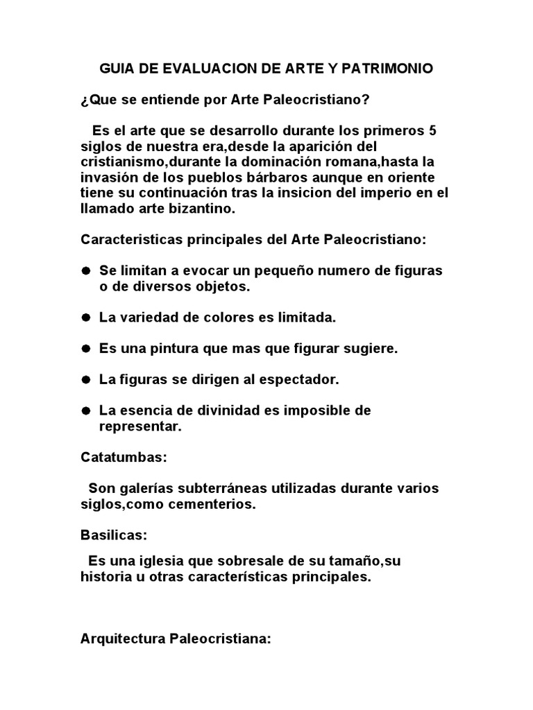 Guia de Evaluacion de Arte y Patrimonio | PDF | Arquitectura gótica | imperio Bizantino