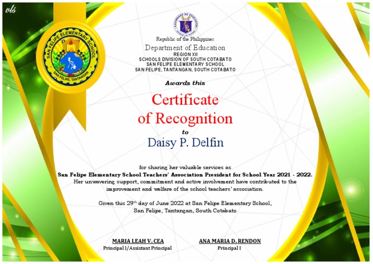 Certificate of Recognition for Teachers | PDF