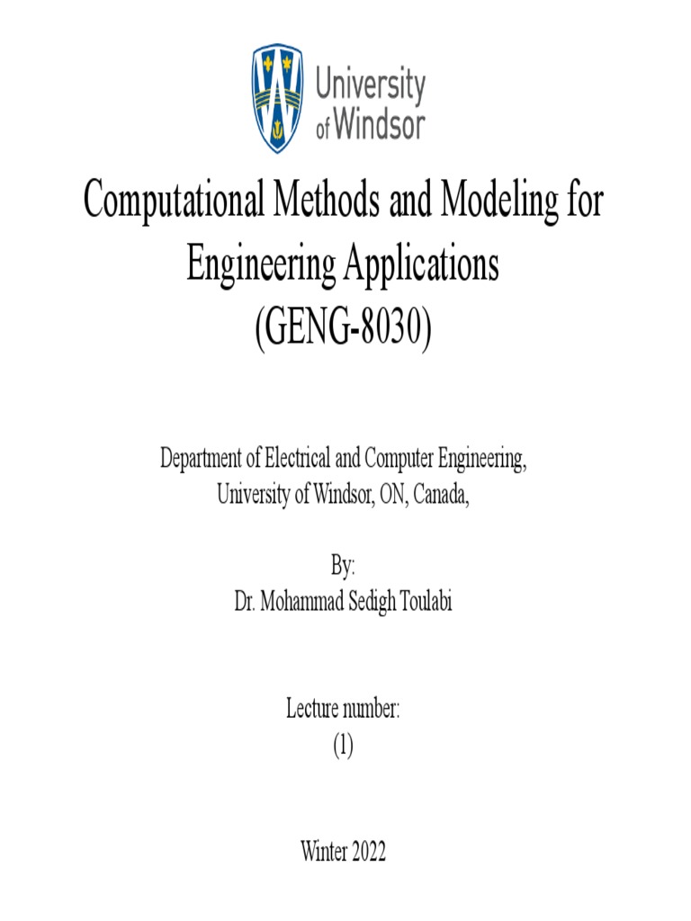 Computational Methods and Modeling For Engineering Applications (GENG-8030) | PDF | Matrix ...
