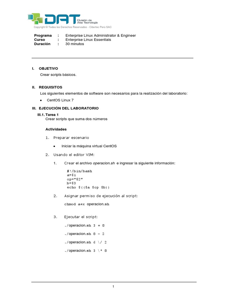 Laboratorio 3.1 Crear Un Script Básico | PDF | Lenguaje de escritura | Software del sistema