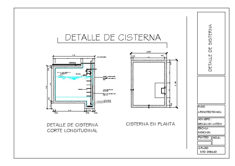 Detalle Constructivo de Cisterna | PDF | Suministro de agua | Agua y ...