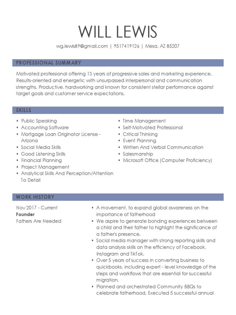 Will Lewis Resume | Download Free PDF | Credit | Finance & Money Management