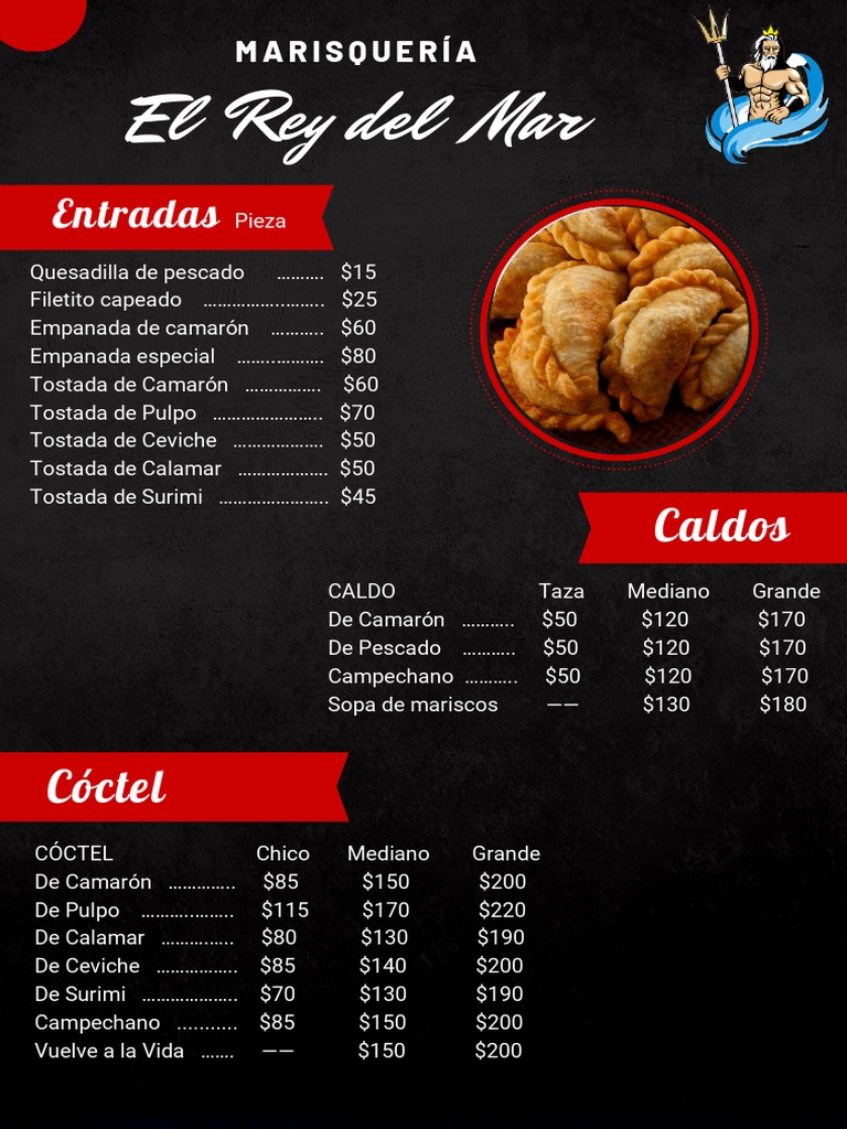 Menú de mariscos y pescados de una marisquería mexicana | PDF ...