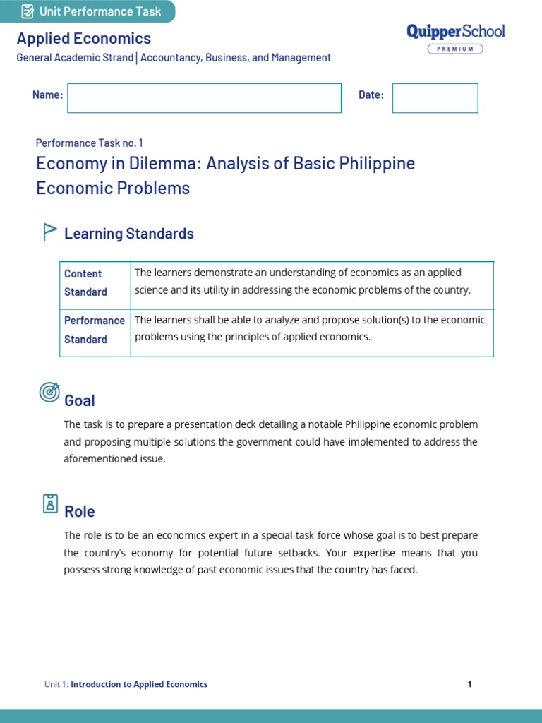 Performance Task Unit 1 | Download Free PDF | Expert | Economics