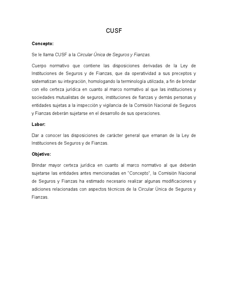 Cusf Lisf | PDF | Seguro | Bancos