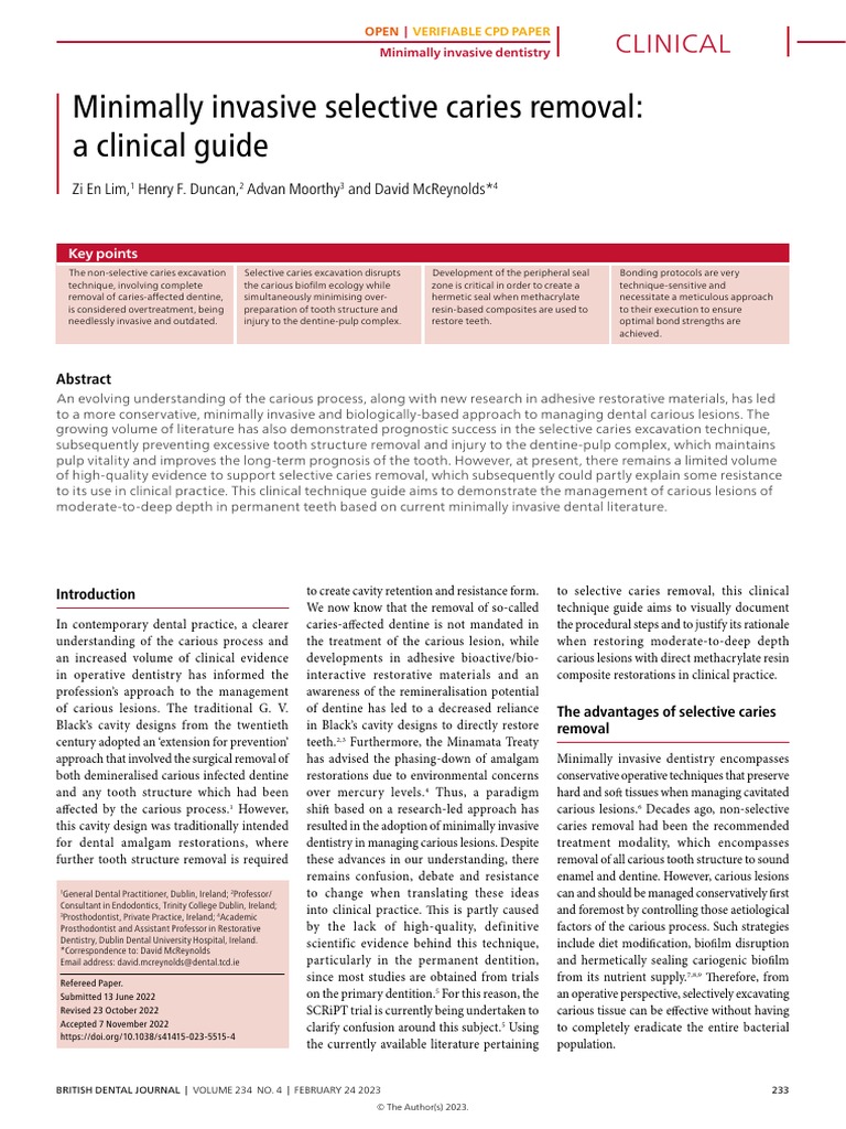 Minimally Invasive Caries Management Protocol | Download Free PDF ...