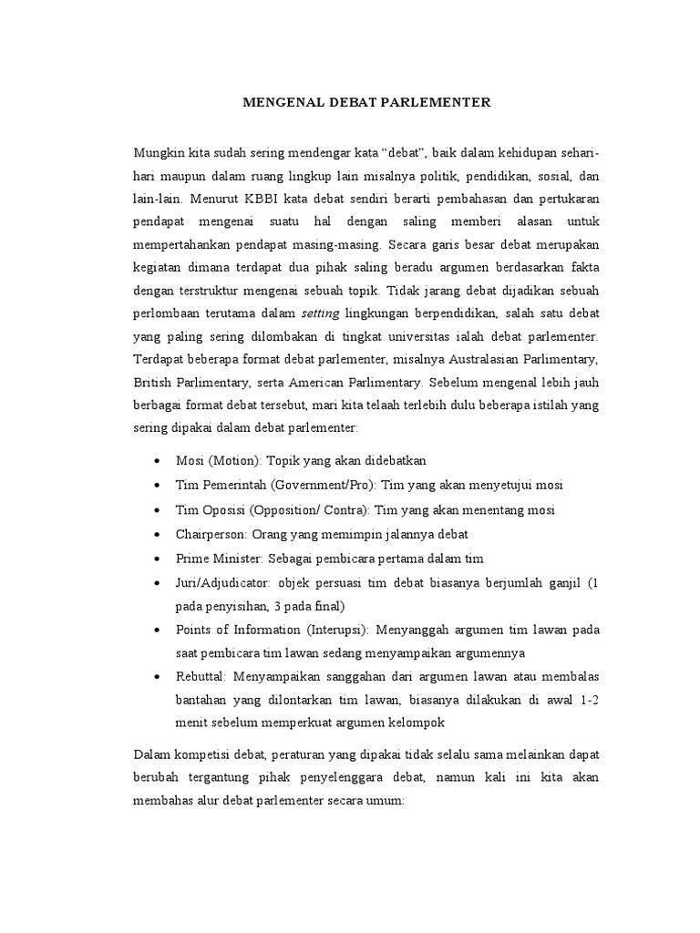 Mengenal Debat Parlementer | PDF