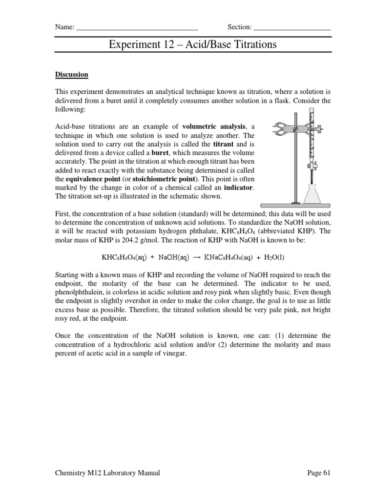 Chem 12 Expt12 | PDF | Titration | Chemistry