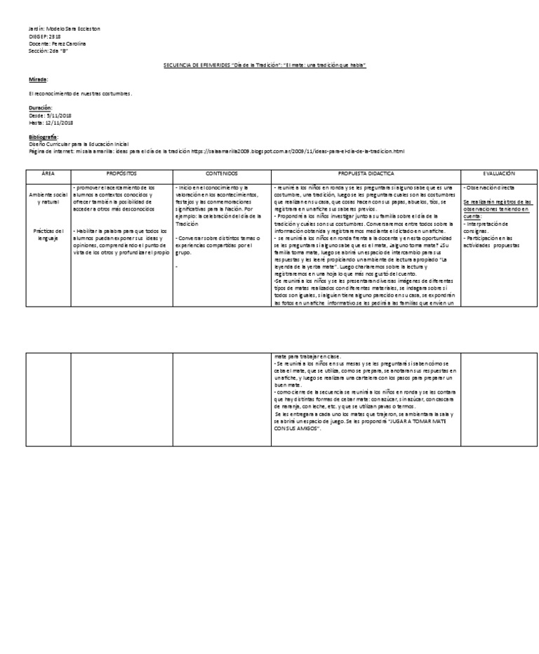 Secuencia Didactica Dia De La Tradicion