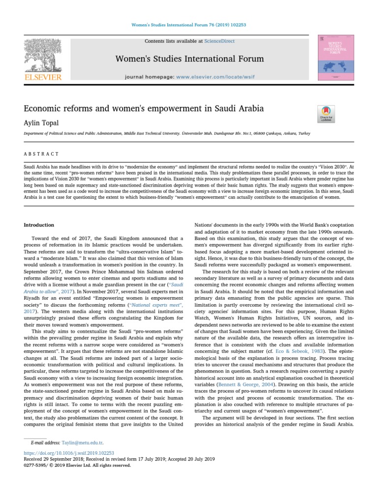 Economic Reforms and Women's Empowerment in Saudi Arabia | PDF | Saudi ...