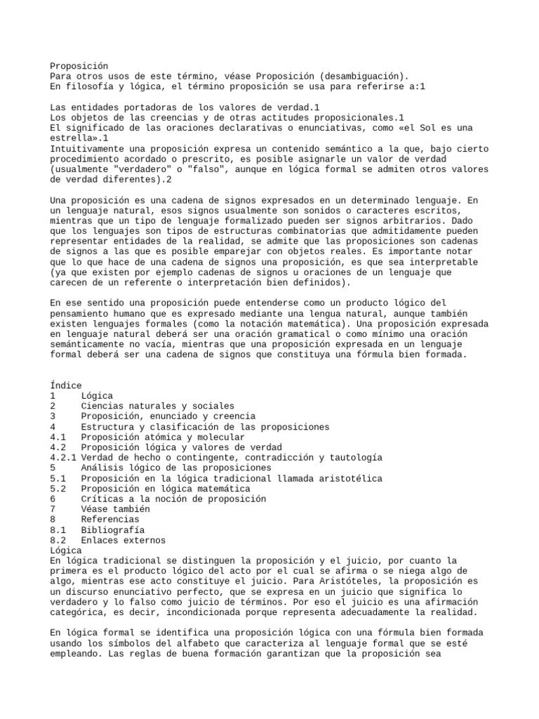 Proposicion | PDF | Proposición | Verdad